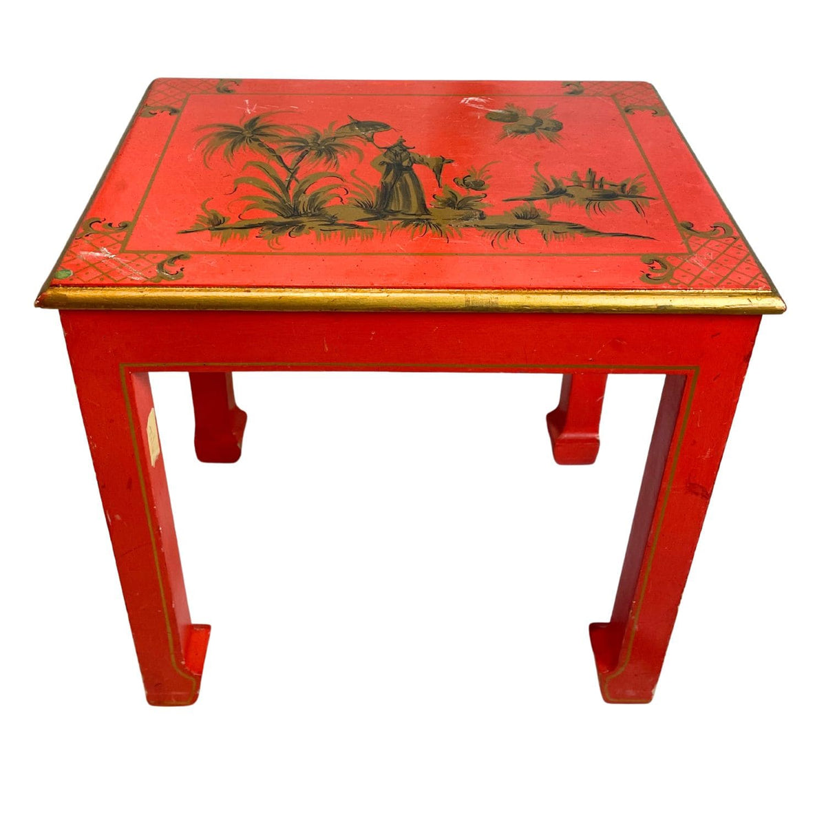 Petite Chinoiserie Style Side Table with Storage